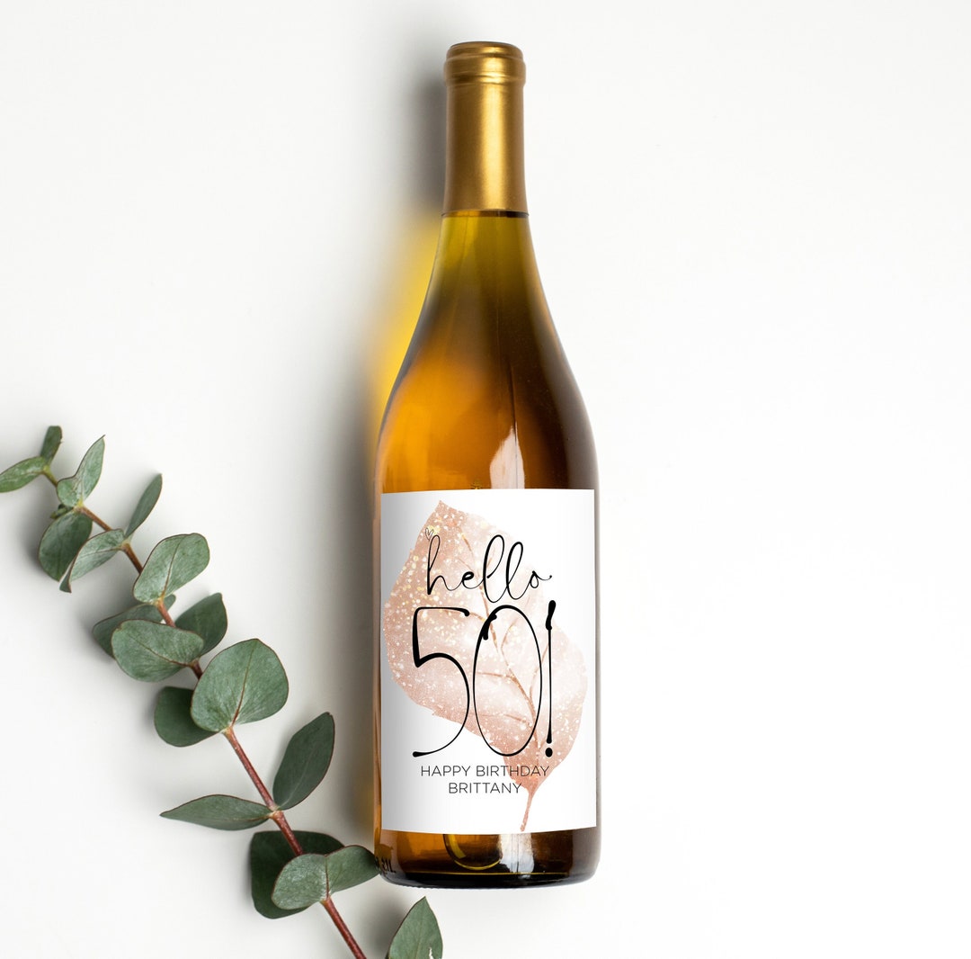 Custom 50th Birthday Wine Labels, Fifty and Fabulous, Fiftieth Bottle ...