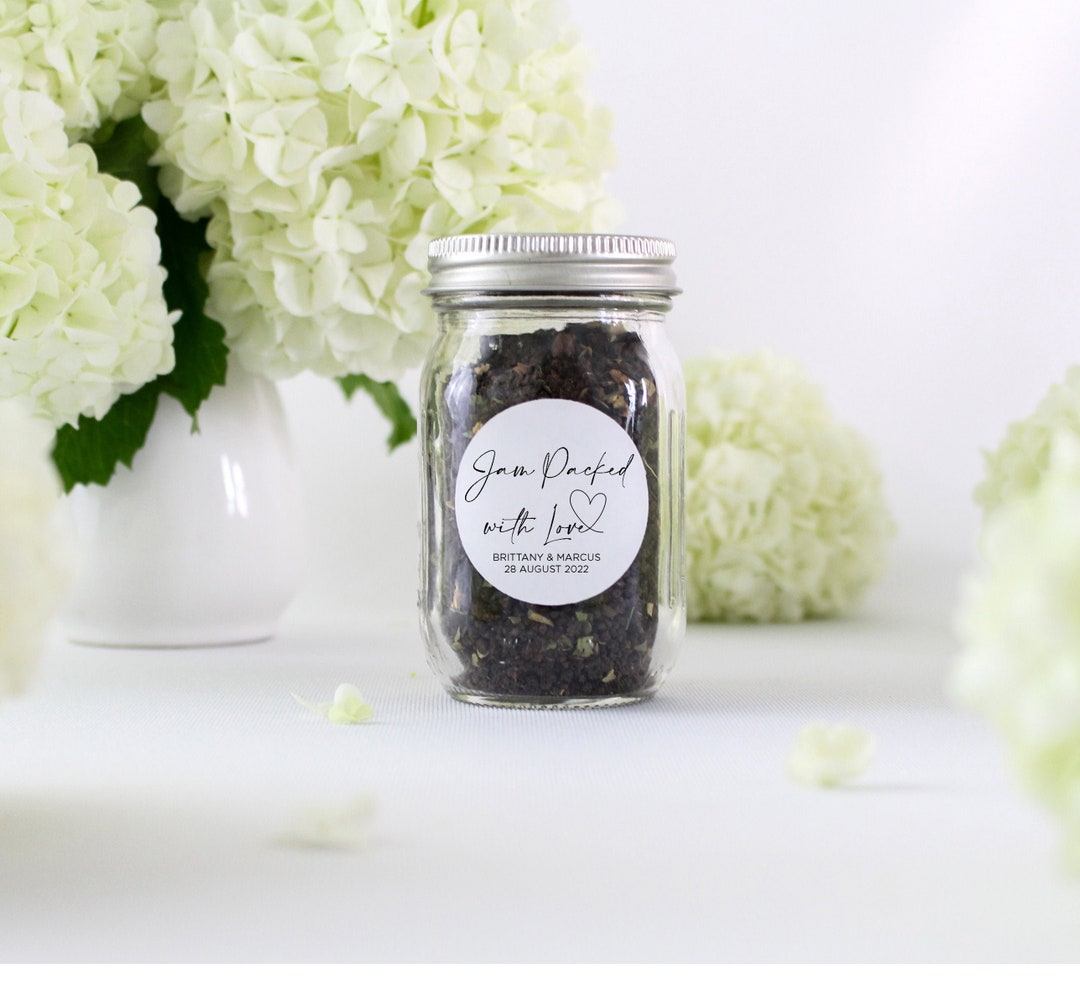 Custom Jam Jar Wedding Thank You Favor Stickers, Jam Packed With Love ...
