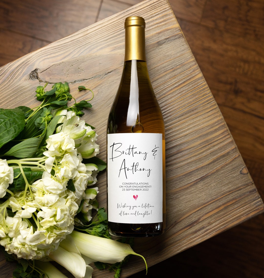 Cute Engagement Congratulations Wine Labels, Personalised Wine Bottle ...