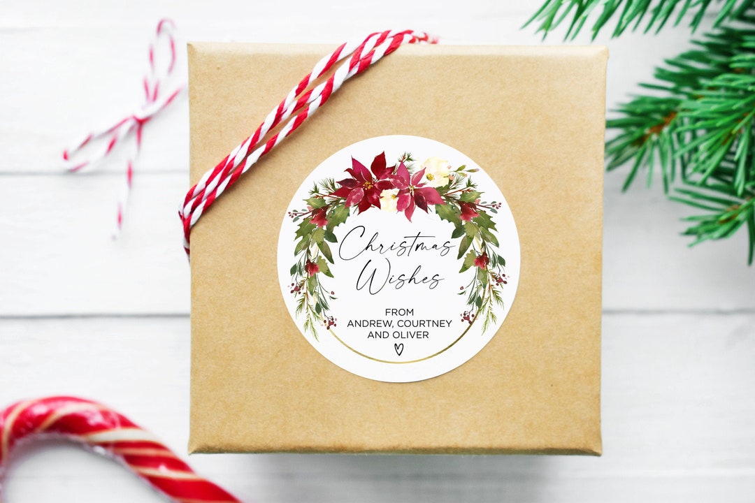 Custom Christmas Gift Label Stickers, Merry Christmas Stickers, Round ...