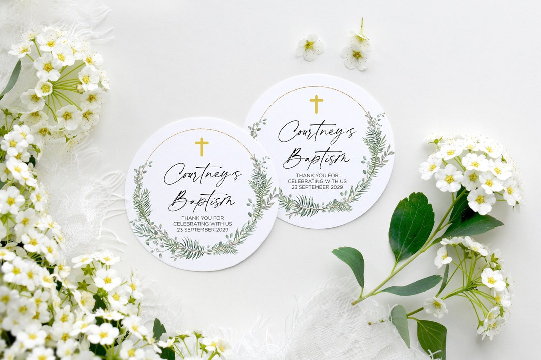 Christening Stickers for Guests, Custom Baptism Thank You Favor ...