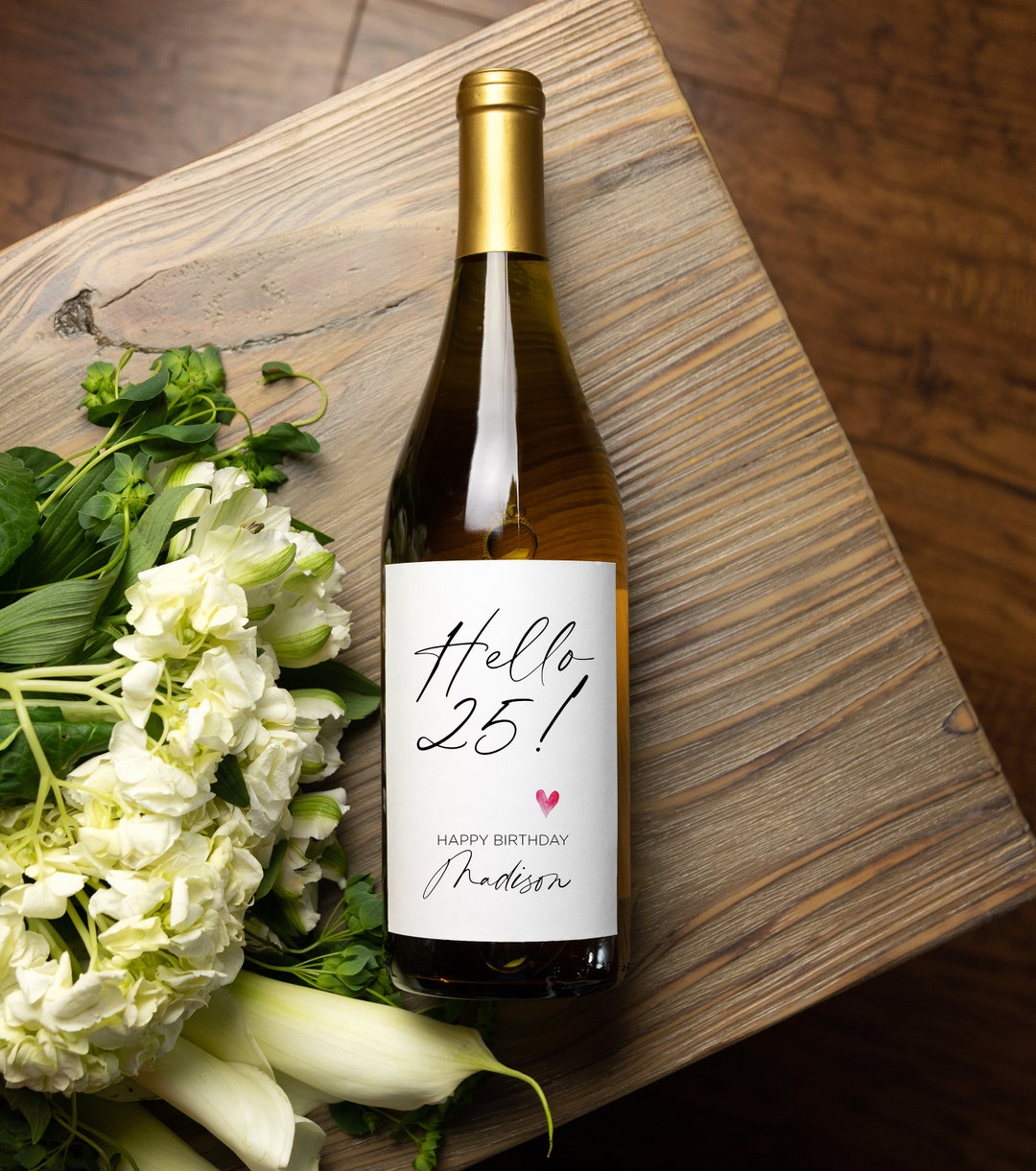 Custom 25th Birthday Wine Labels, Hello Twenty Five, 25th Birthday ...