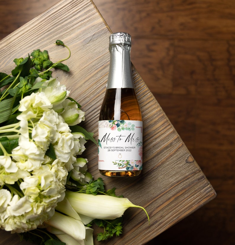 Miss to Mrs Custom Wine Label Bridal Shower Mini Champagne - Etsy