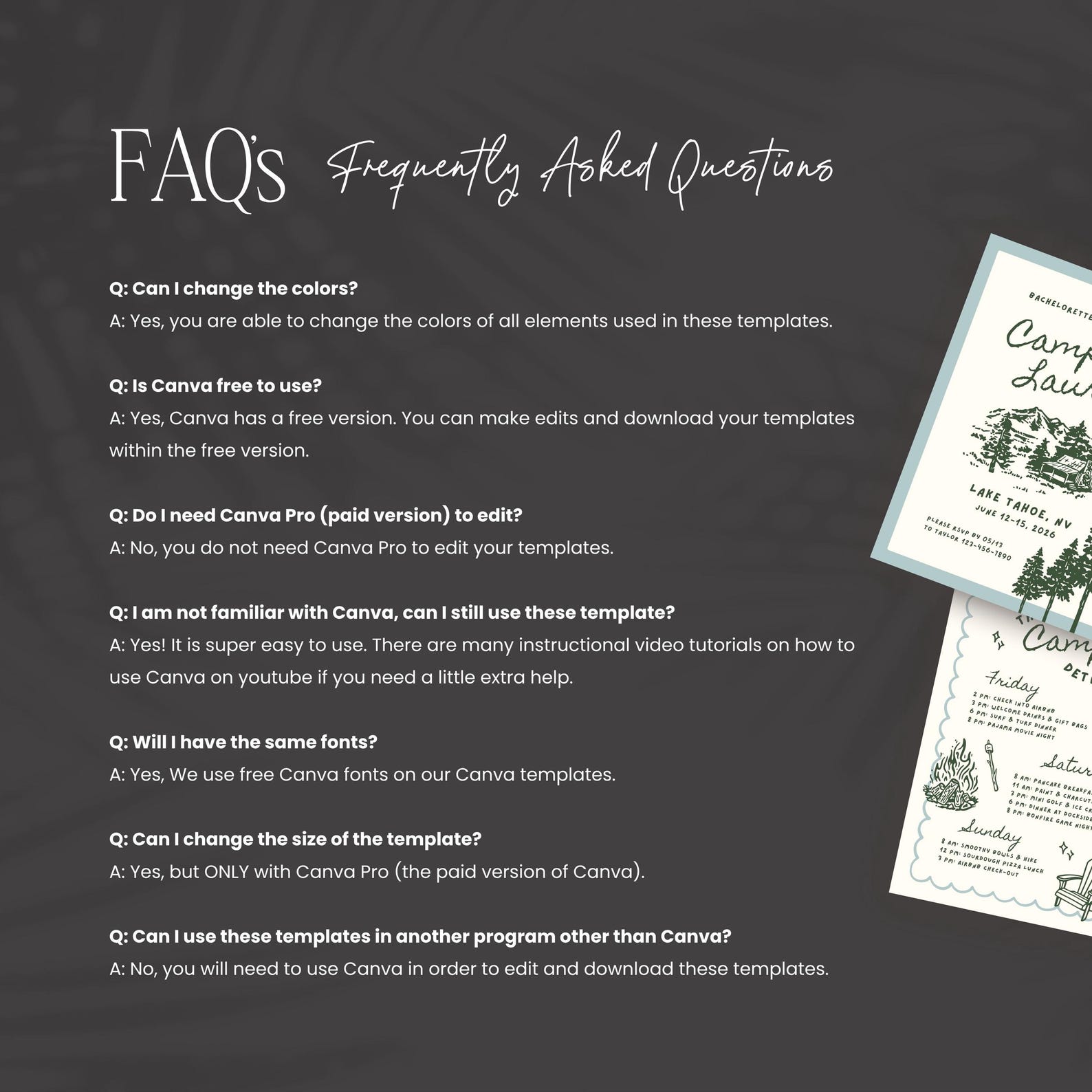 Camp Bachelorette Invitation Template: Camping Lake Cabin Bach Party ...