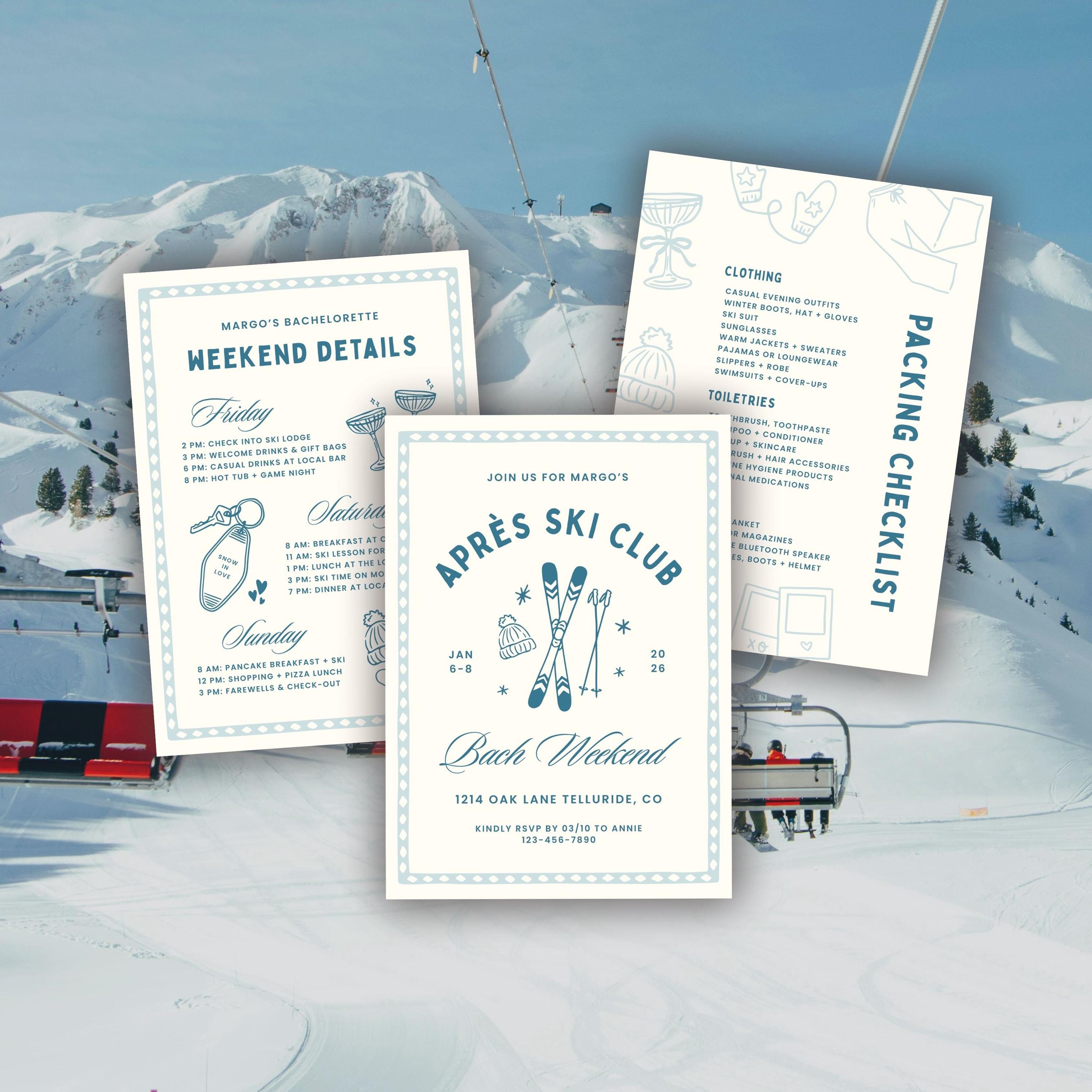Après Ski Club Bachelorette Invitation Template: Ski Trip Bach Party ...