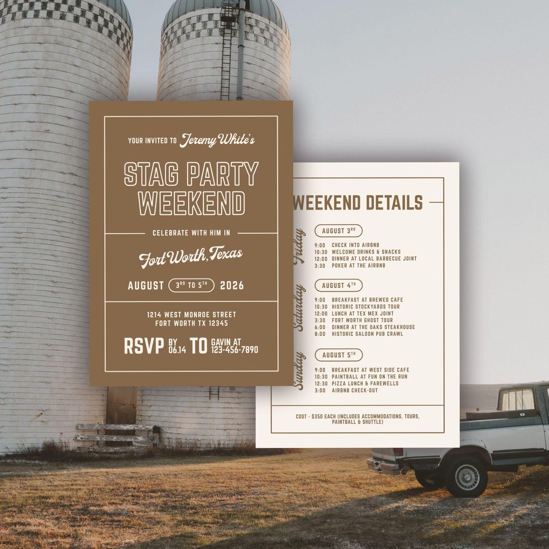 Bachelor Party Invitation Template: Western Theme Stag Party Itinerary ...