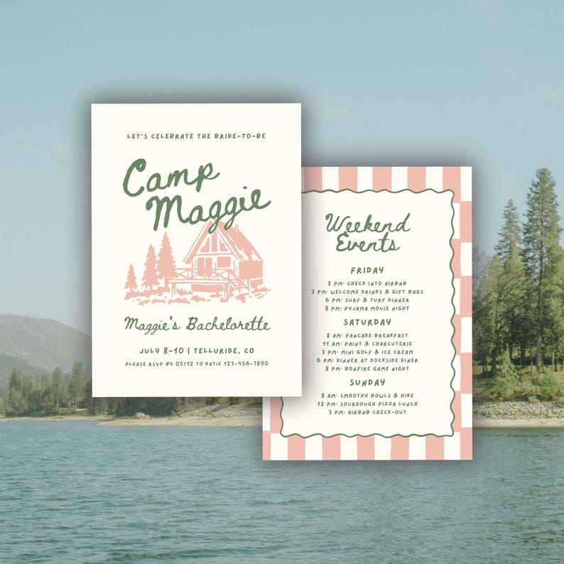 Camp Bachelorette Invitation Template, Camping Granola Girl Themed Bach ...
