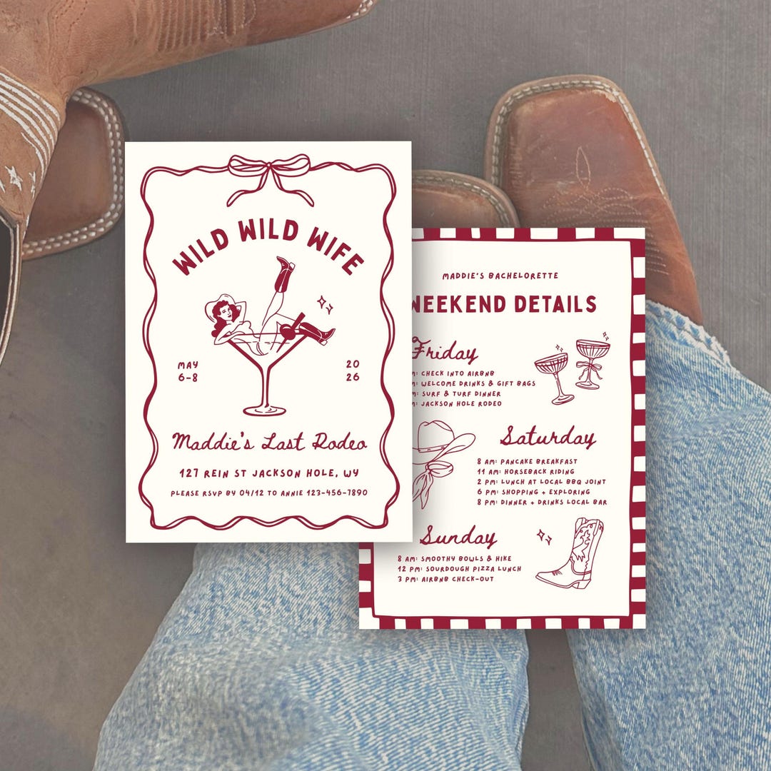 Wild Wild Wife Bachelorette Invitation Template: Western Cowgirl Bach ...