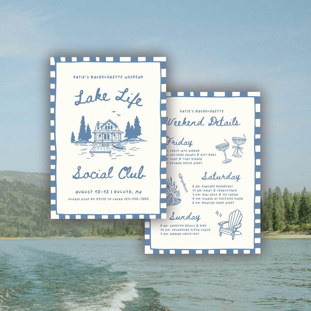 Lake Life Social Club Bachelorette Invitation Template: Camping Bach ...
