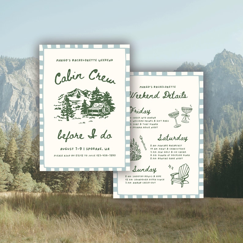 Cabin Crew Before I Do Bachelorette Invitation Template: Camp Bach ...