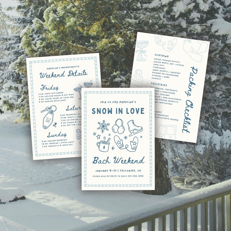 Snow in Love Bachelorette Invitation Template: Winter Bach Party ...