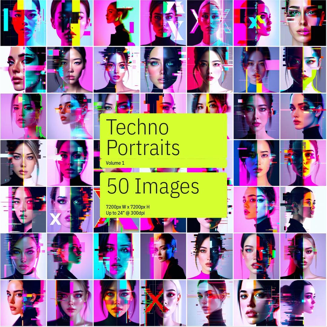 50 Premium Techno Futuristic Neon Cyber Punk Sci-fi Female Portraits ...