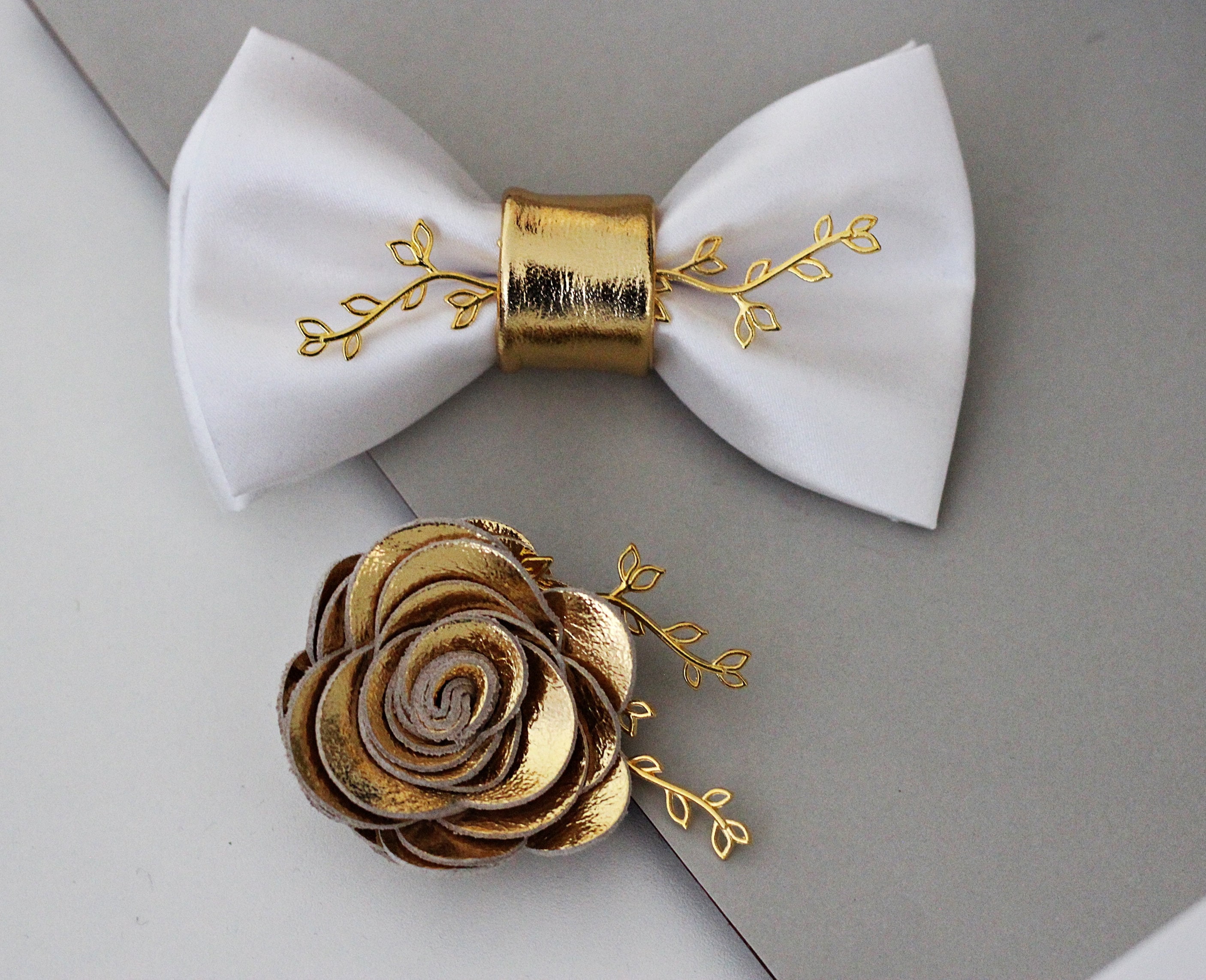 White Bow Tie Lapel Pin Set, Wedding, Groom Satin Bowtie Groomsmen ...
