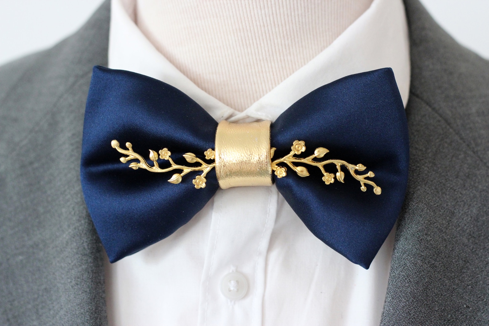 Navy Blue Satin Mens Bowtie Boys Prom Bow Tie Rose Gold - Etsy