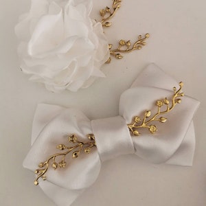 White Bow Tie Lapel Pin Set Wedding Groom Satin Bowtie - Etsy