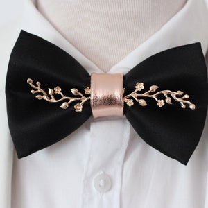 Black Bowtie, Gold Mens Silk Bow Tie for Men, Gold Wedding Bow Tie Black Satin Bowtie Bow Tie ...