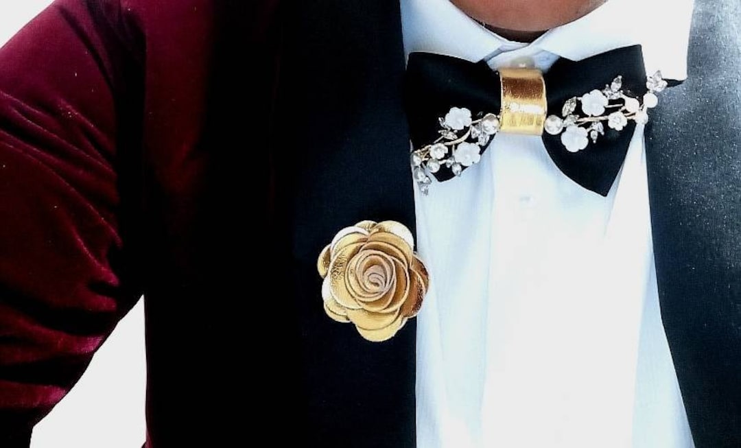 Mens Elegant Flower Brooch Pin, Rose Petal Gold Flower Lapel Pin, Lapel ...