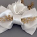 White Bow Tie Lapel Pin Set, Wedding, Groom Satin Bowtie Groomsmen ...