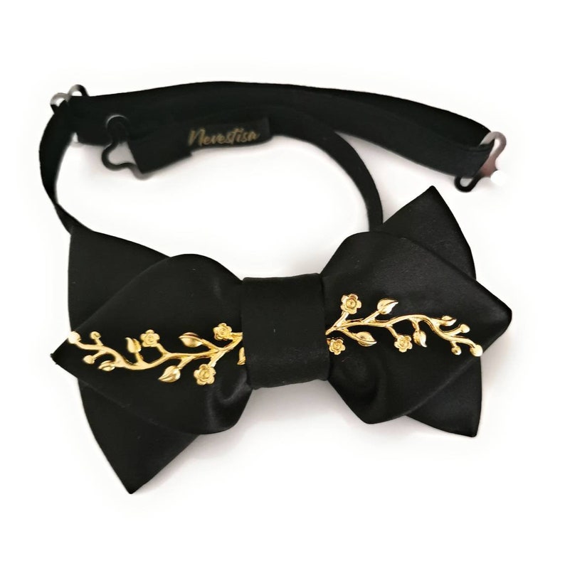 Black Bowtie Gold Men's Pointed Bow Tie for Men Gold - Etsy