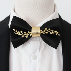 Black and Gold Satin Butterfly Bow Tie, Formal Black Bowties for Men Bowtie, Wedding Groom ...