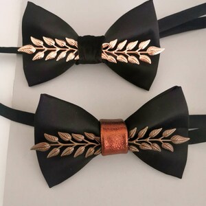 Black Bowtie, Copper Mens Silk Bow Tie for Men, Gold Wedding Bow Tie Black Satin Bowtie ...