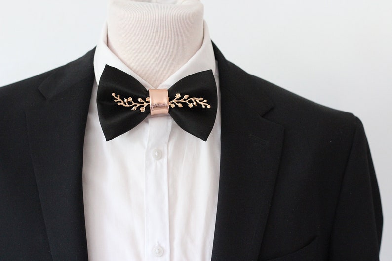 Black and Rose Gold Mens Satin Butterfly Bow Tie Formal Black - Etsy