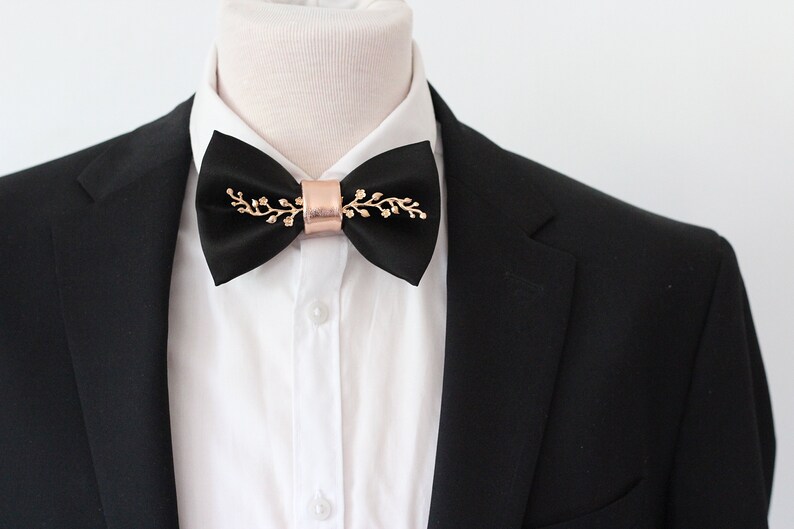 Black Bowtie Gold Mens Silk Bow Tie for Men Gold Wedding Bow - Etsy