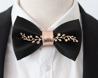 Navy Blue Satin Mens Bowtie Boys Prom Bow Tie Rose Gold - Etsy