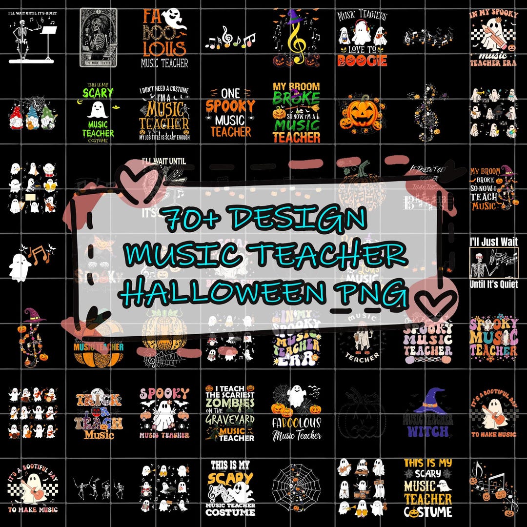 Music Teacher Halloween Png Bundle, Halloween Music Png, Cute Music ...