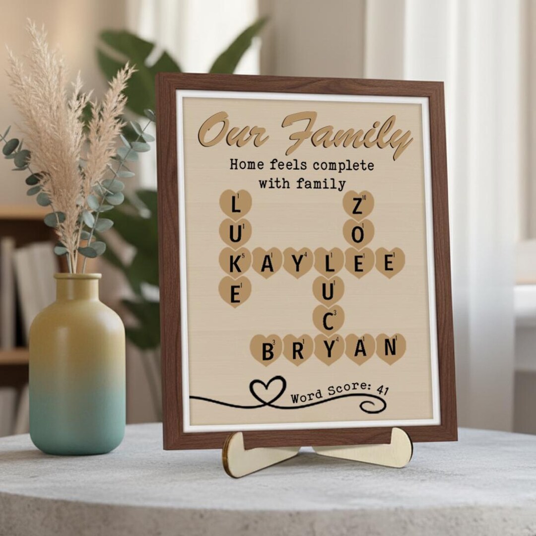 Custom Scrabble Family Name Frame,scrabble Puzzle,grandkid Crossword ...