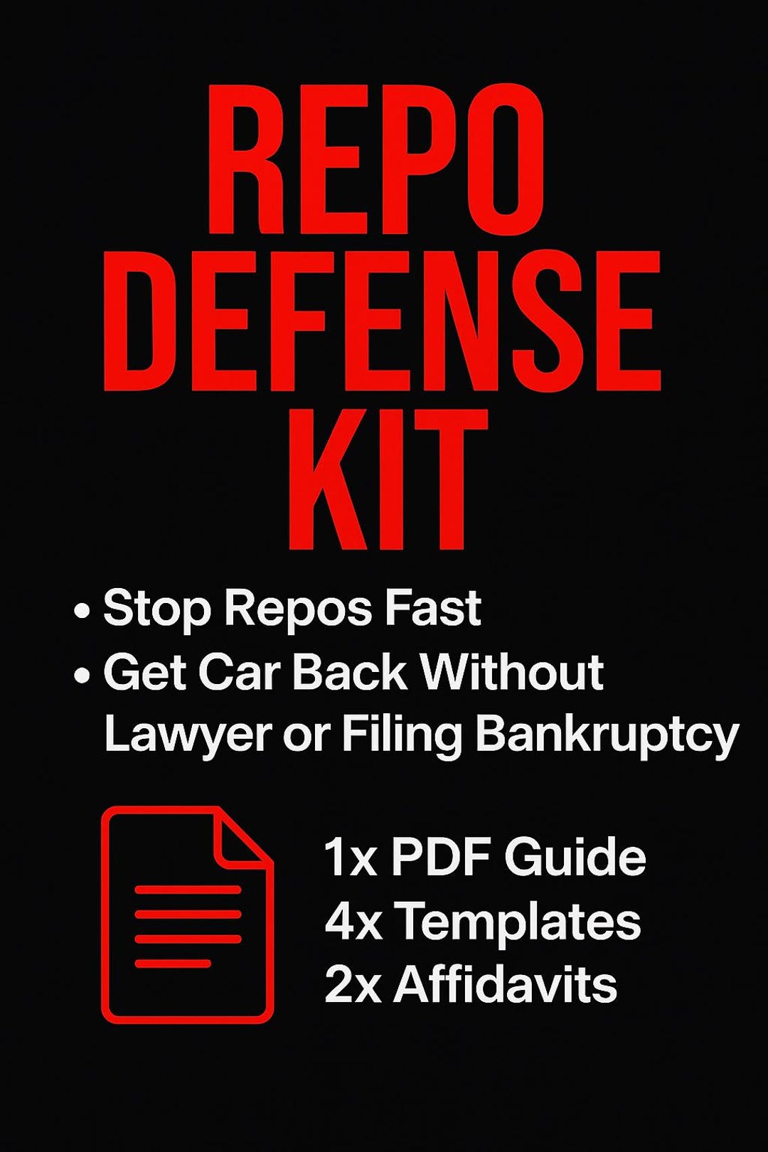 Repo Defense Kit | Stop Car Repossession Fast | Auto Legal Tools ...