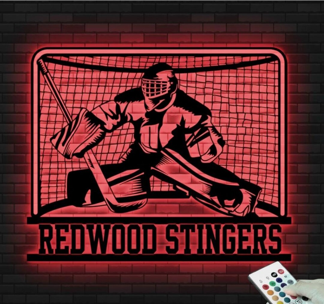 Hockey Goalie LED Metal Sign, Hockey Player Gift, Custom Name Light ...