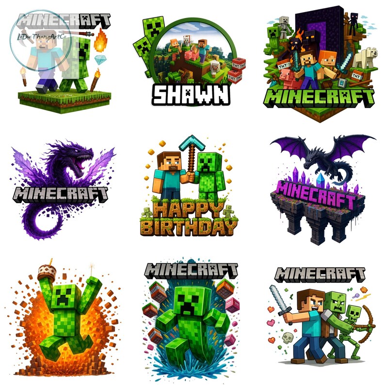Minecraft Mega Bundle, 50+ PNG Designs for Sublimation, Gamer T Shirt ...