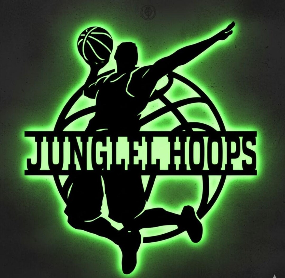 Basketball Player Silhouette Metal Wall Art, Custom Name & Number LED ...