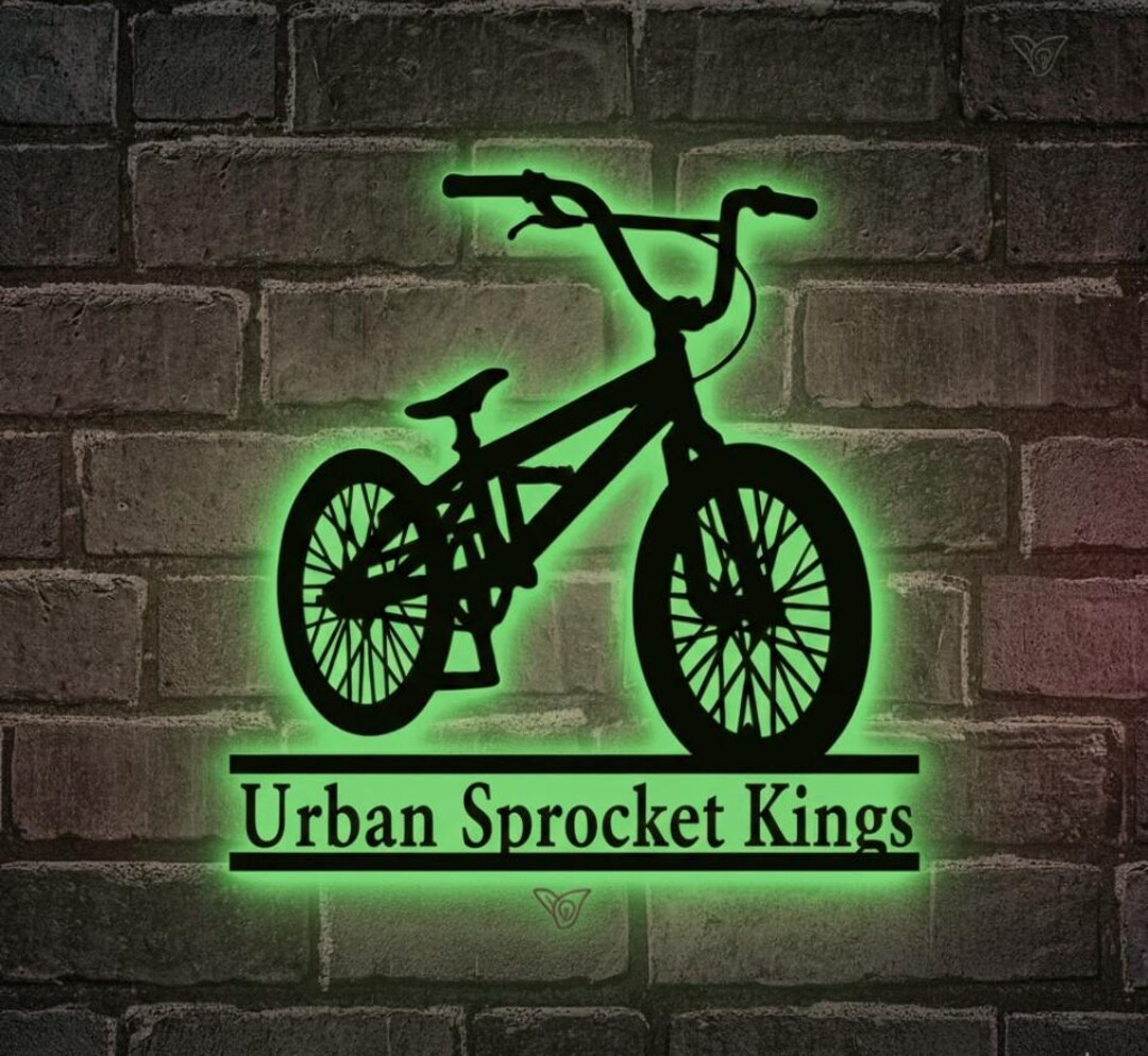 Bicycle Rider Gift LED Metal Sign, Personalized Cycling Club Wall Art ...
