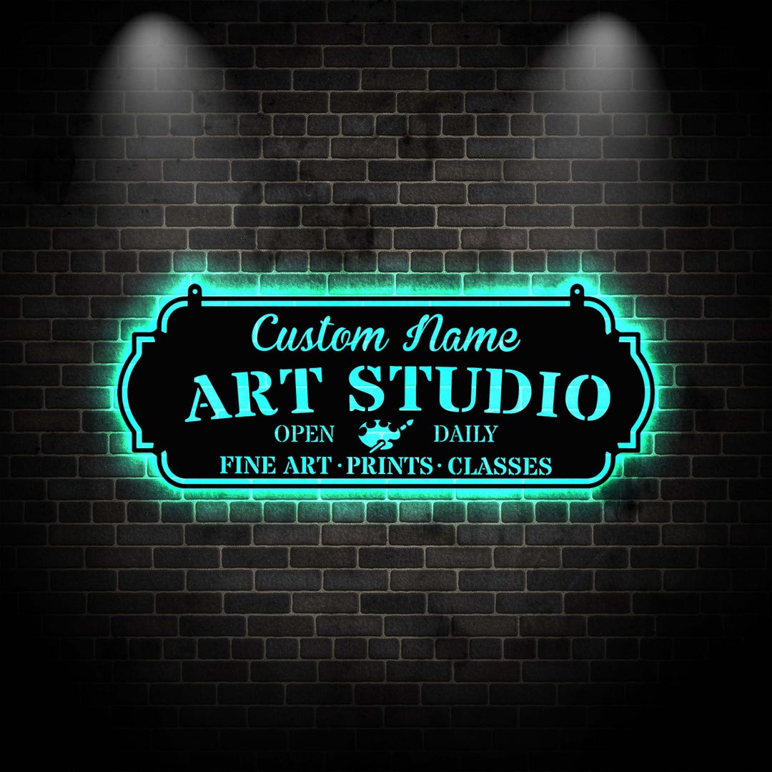 Personalized Art Studio Sign With Light, Studio Decor Custom Sign, Art ...