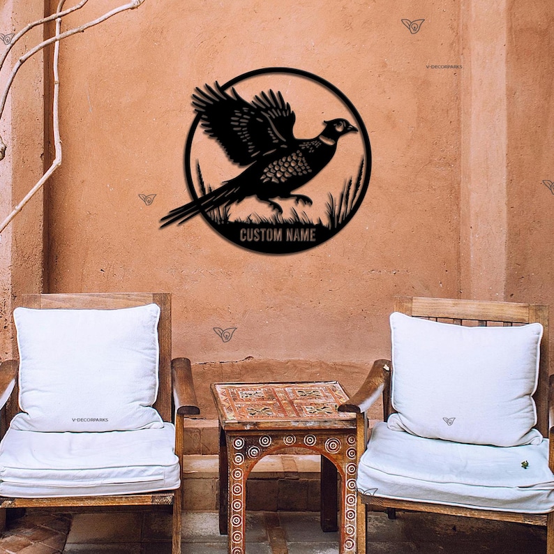 Custom Metal Bird Sign: Pheasant Wall Decor, Hunting Lodge Art, Country ...
