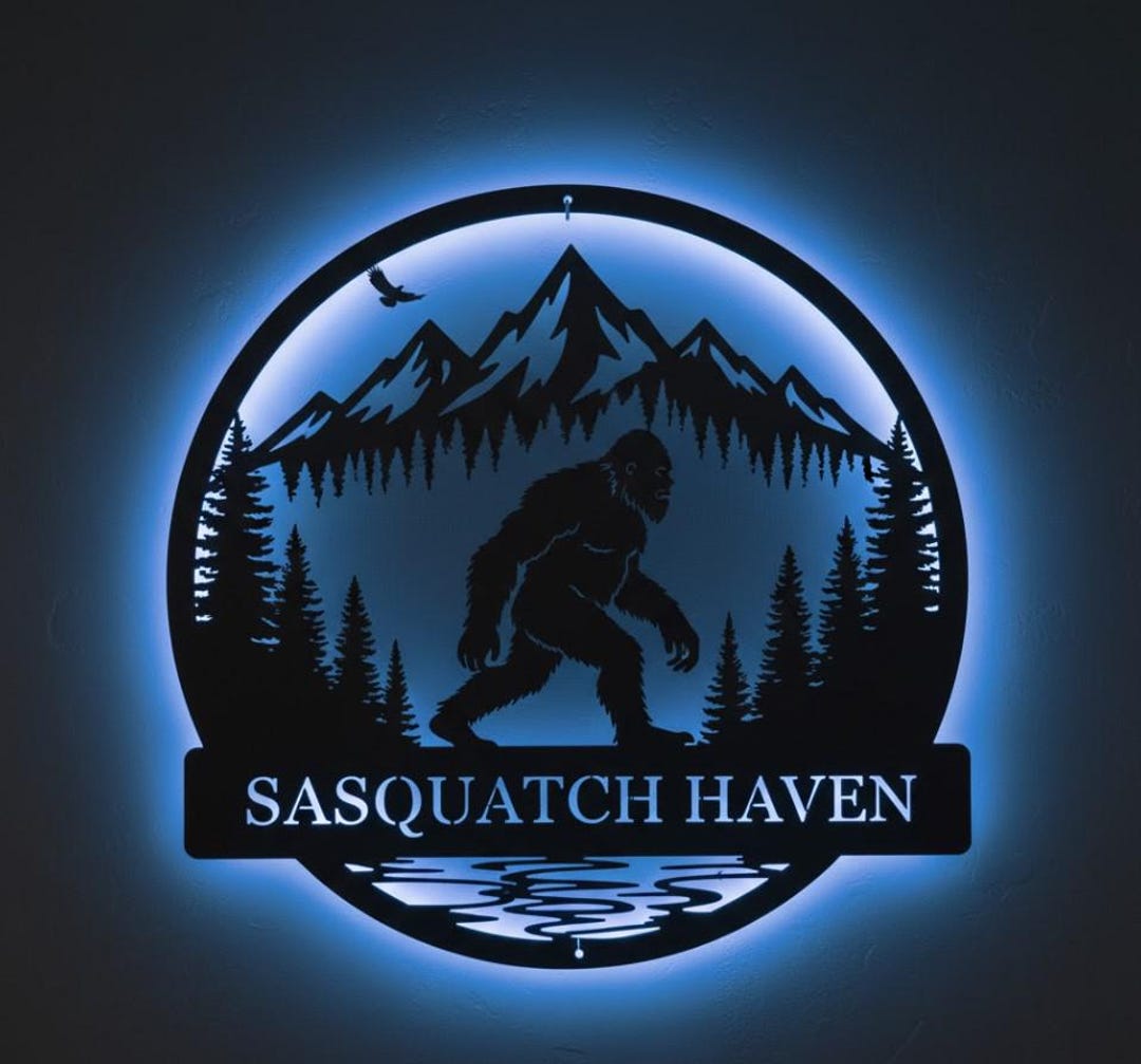 Personalized Bigfoot LED Sign, Custom Sasquatch Metal Art, Cabin Decor ...