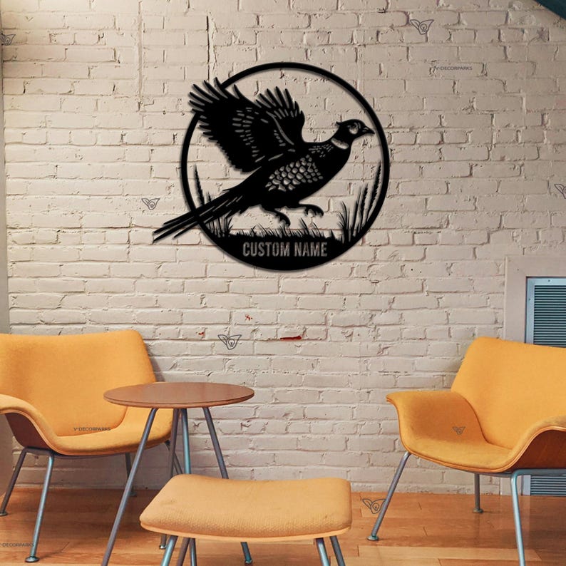 Custom Metal Bird Sign: Pheasant Wall Decor, Hunting Lodge Art, Country ...