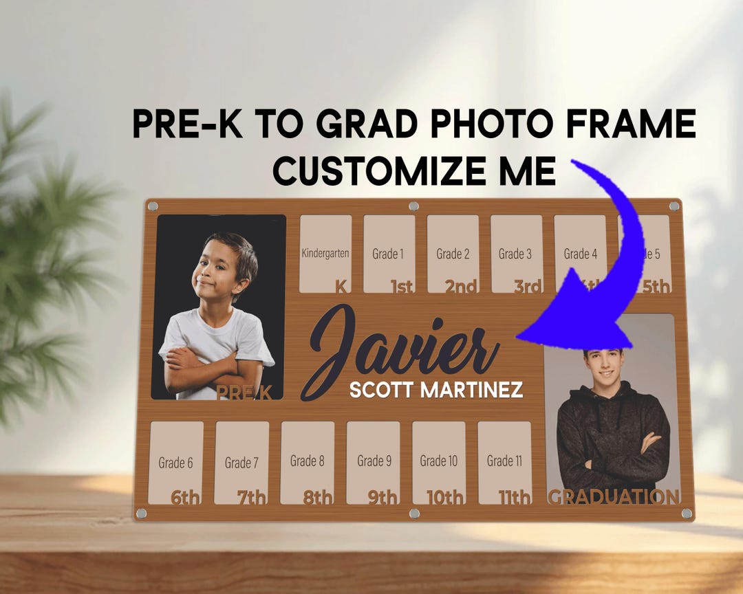 Custom Prek Through Graduation School Years Photo Frame, Prek to Grad ...