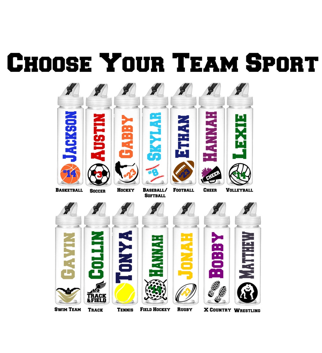 Personalized Water Bottles, Team Sports, Basketball, Football, Soccer ...