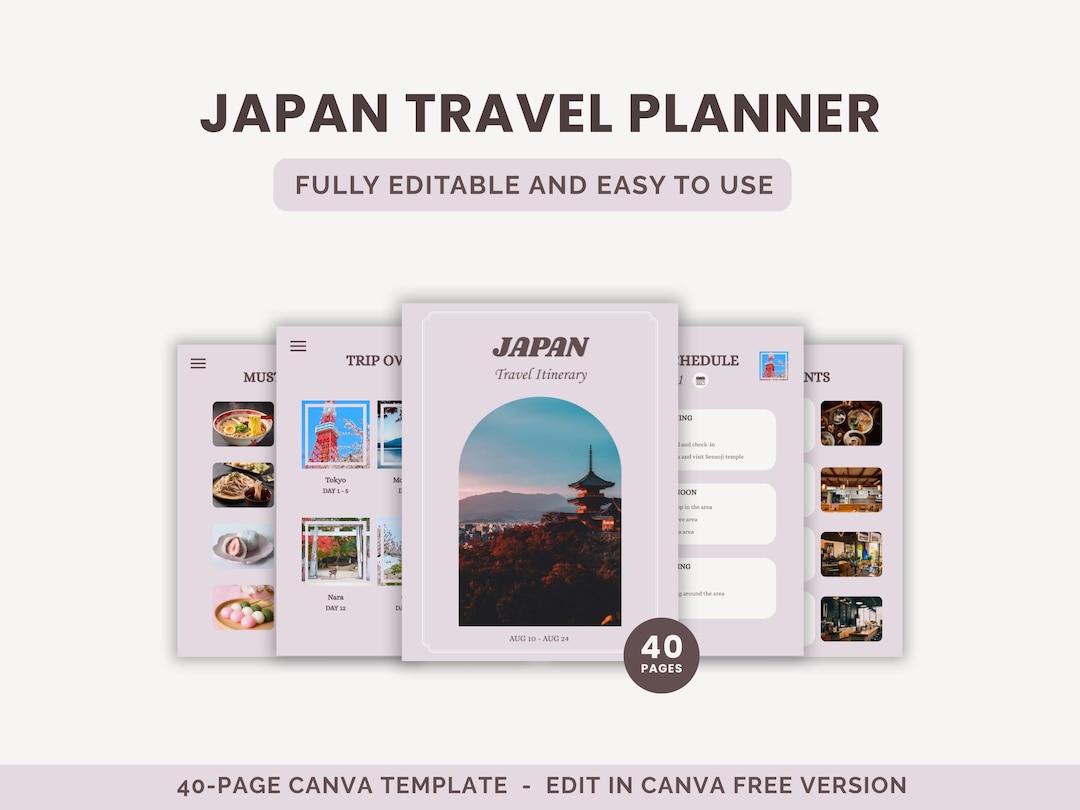 Japan Travel Itinerary: Editable Canva Planner (digital Download ...
