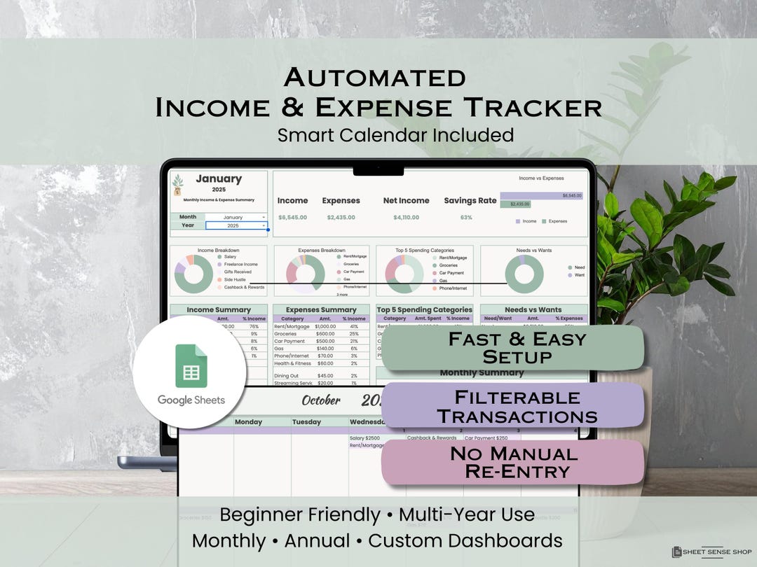Google Sheets Income and Expense Tracker, Recurring Budget Spreadsheet ...