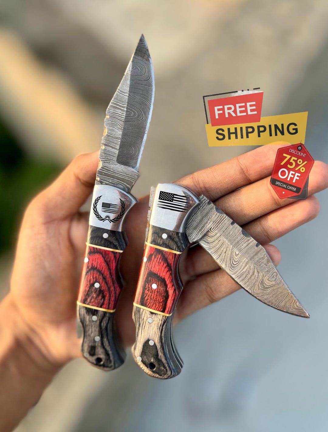 Personalized Fingerprint Knife, Thumbprint Memorial, Handmade Damascus ...