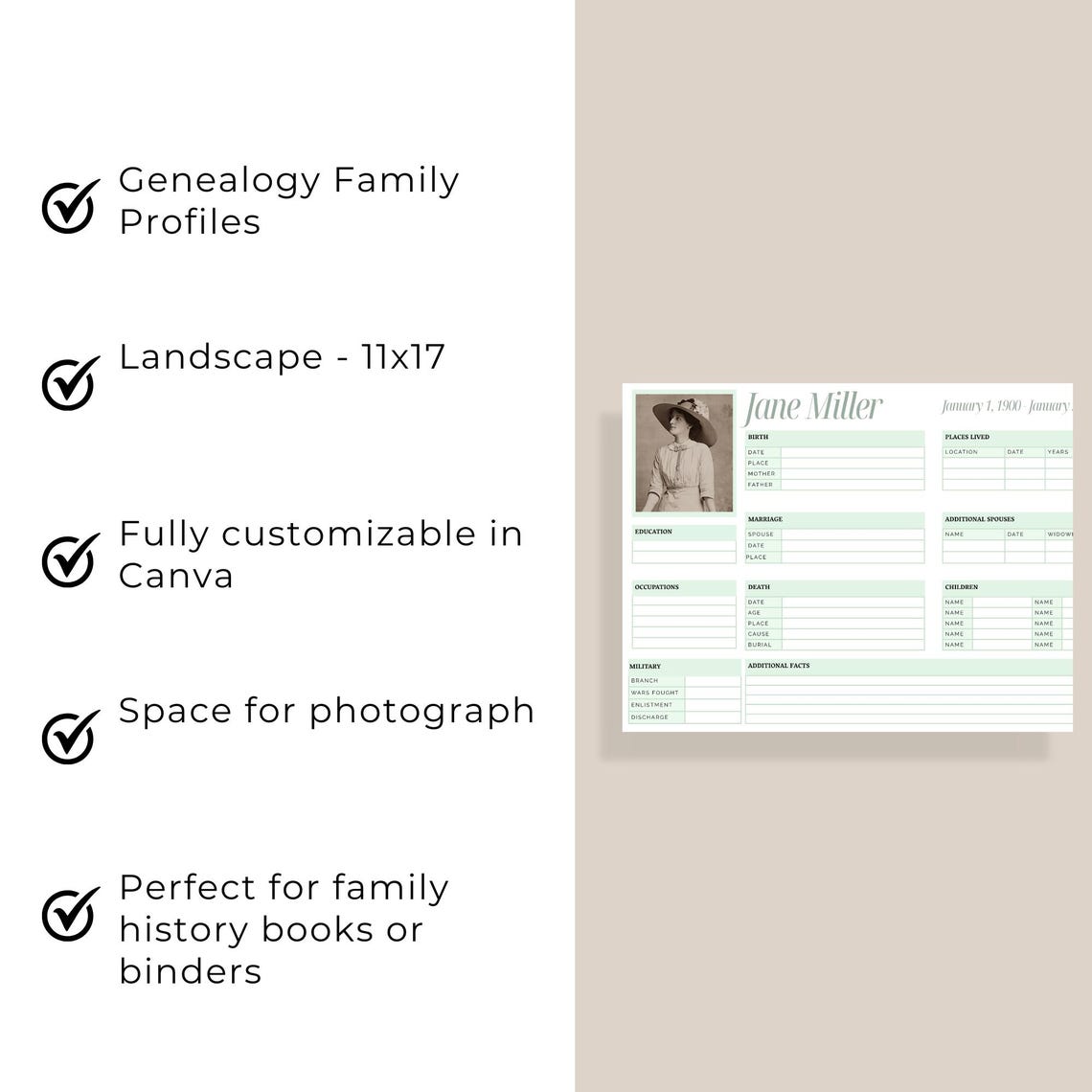 Genealogy Family History Canva Template: Unlimited Pages | Canva ...