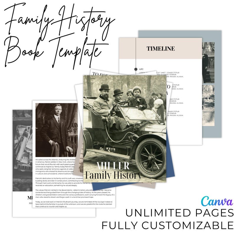 Family History Book Template: Genealogy Keepsake | Canva, US Letter, A4 ...