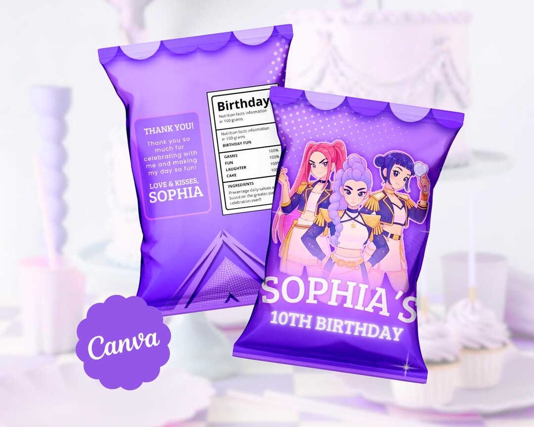 Editable K-Pop Demon Hunters Chip Bag Template | Printable Snack ...