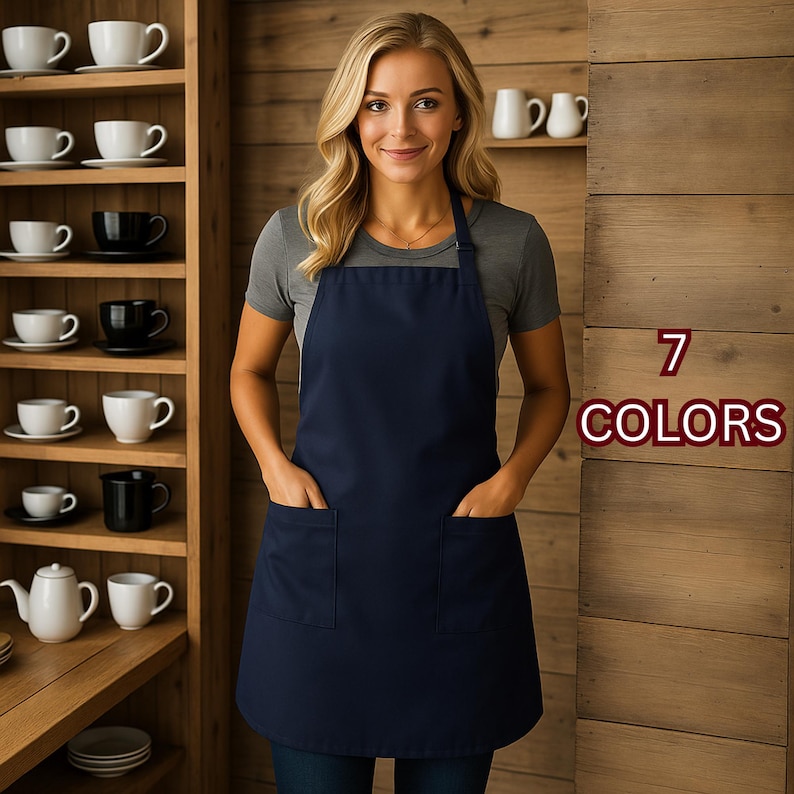 Blank Cotton Apron With Pockets: Adjustable Chef, Barista, or DIY - Etsy