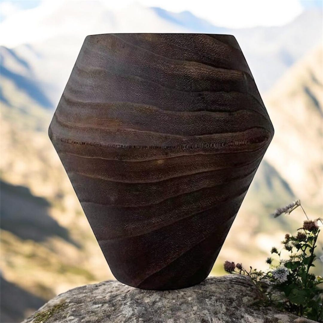 Modern Rustic Wood Vase – Natural Solid Wood Minimalist Decor - Etsy