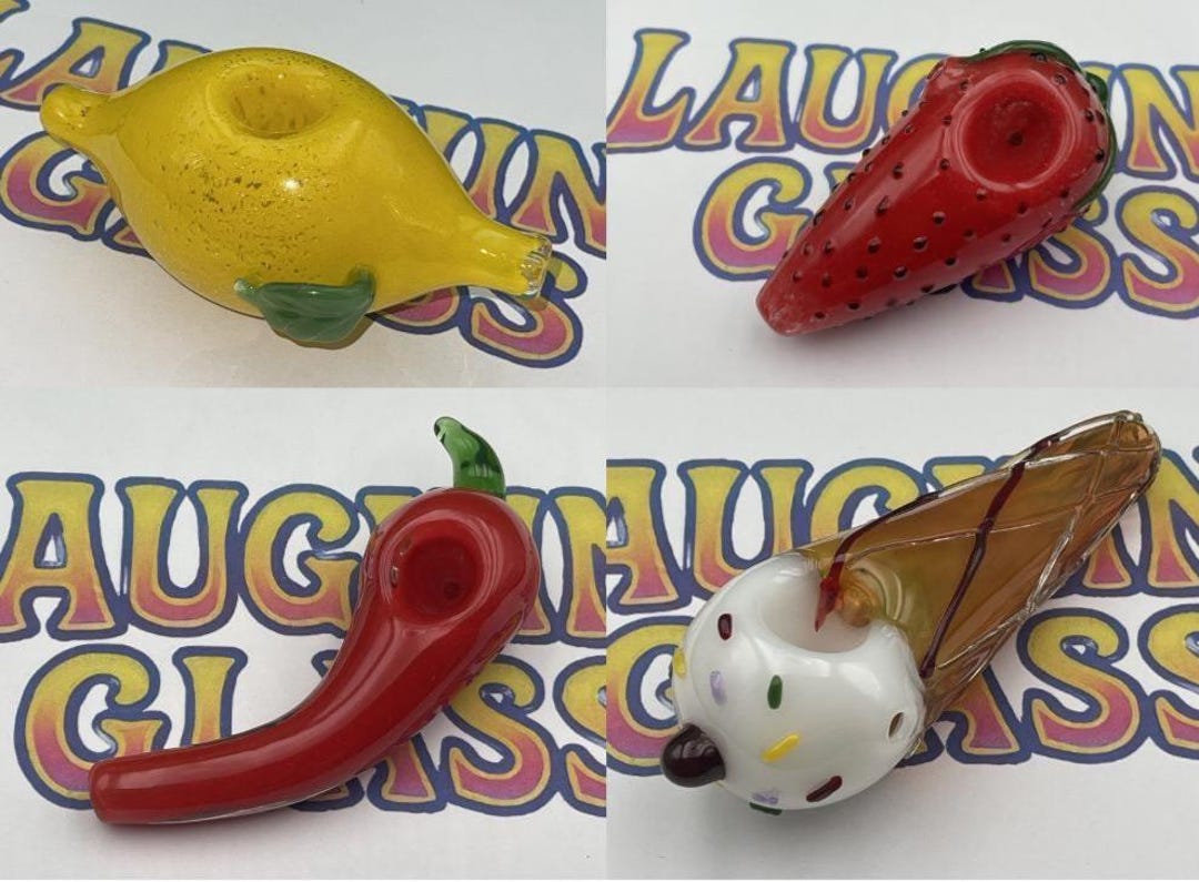 Cute Handmade Glass Fruit Pipe – Lemon, Strawberry, Chili, Ice Cream ...